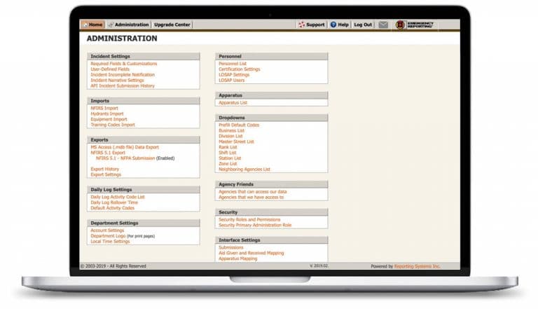 Administration - Emergency Reporting