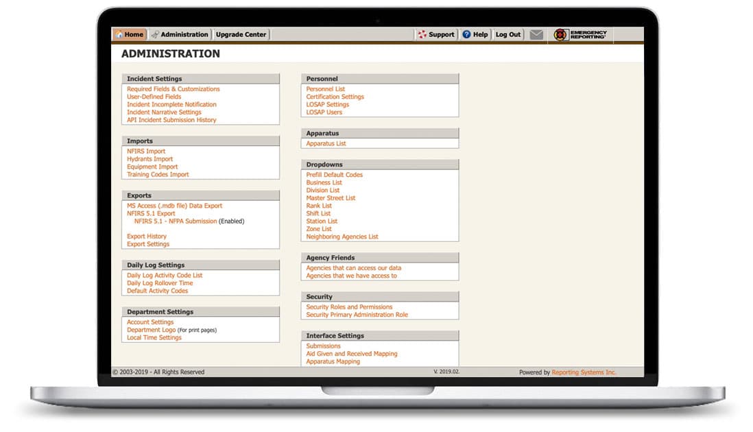 Administration - Emergency Reporting