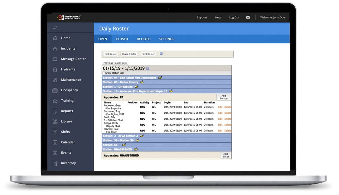 Daily Roster - Emergency Reporting